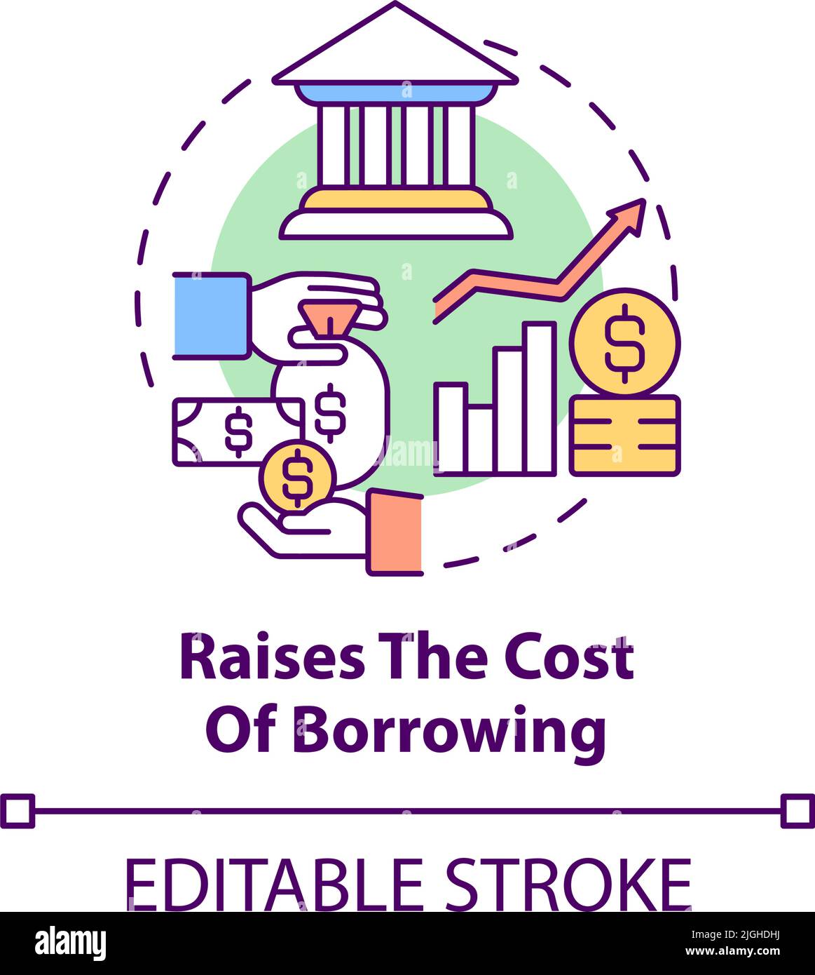 Raises cost of borrowing concept icon Stock Vector Image & Art - Alamy