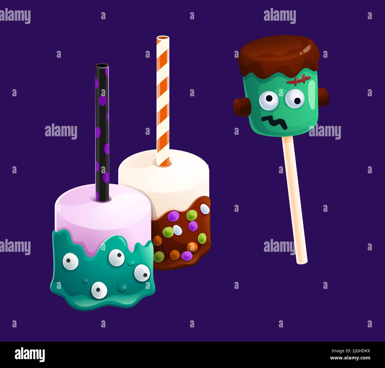 Halloween marshmallow vector design of horror holiday trick or treat ...