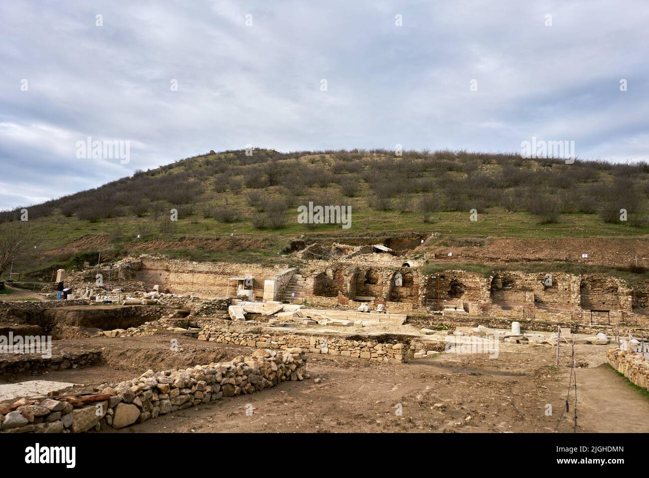 The unique landscape in the area of the ancient city with the ruins ...