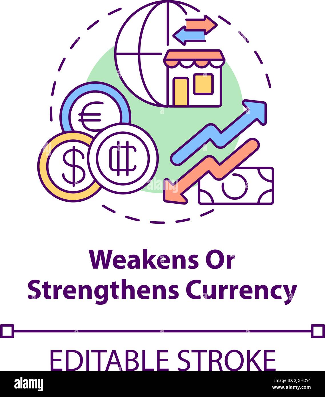 Weakens and strengthens currency concept icon Stock Vector Image & Art ...
