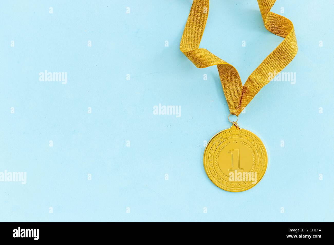 Winner or champion gold trophy - medal first place on ribbon Stock ...