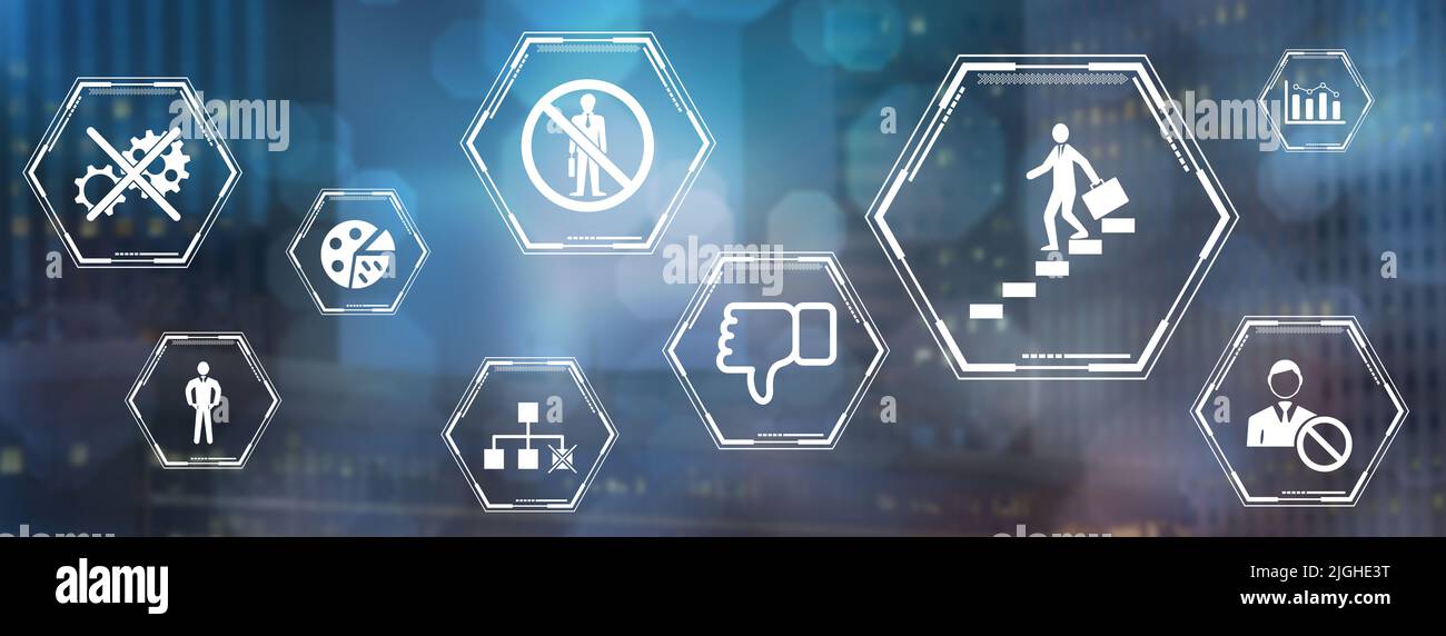 Concept of job loss with icons on blurred dark background Stock Photo ...