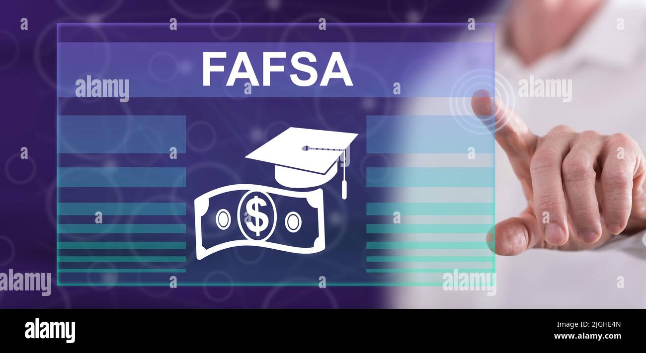 Man touching a fafsa concept on a touch screen with his finger Stock ...