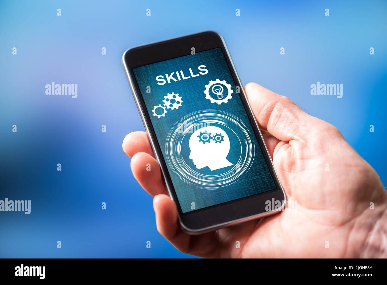 Smartphone screen displaying a skills concept Stock Photo - Alamy