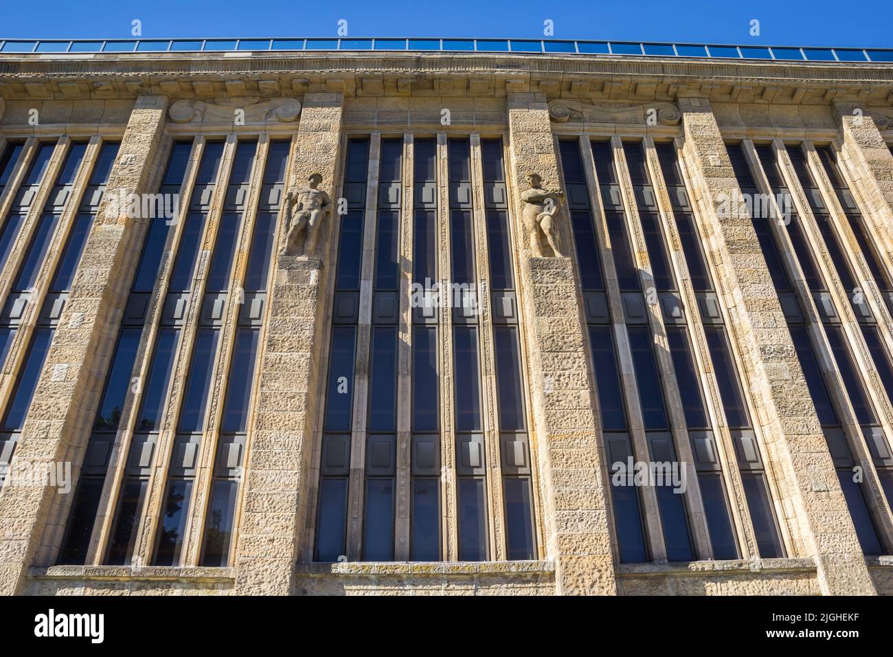 Facade of a historic building on the Hansa square in Dortmund, Germany ...