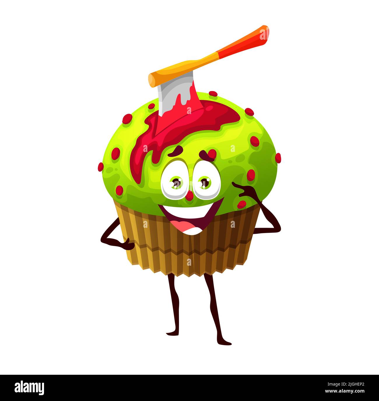 Halloween cupcake with axe and juice cartoon vector character ...