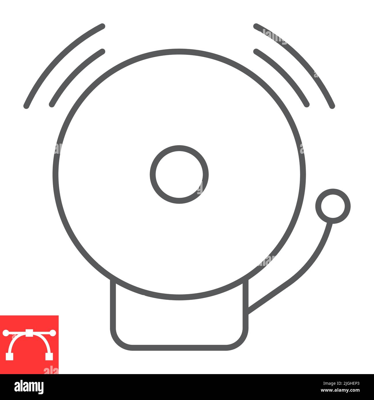 School bell line icon, school and warning, alarm bell vector icon ...