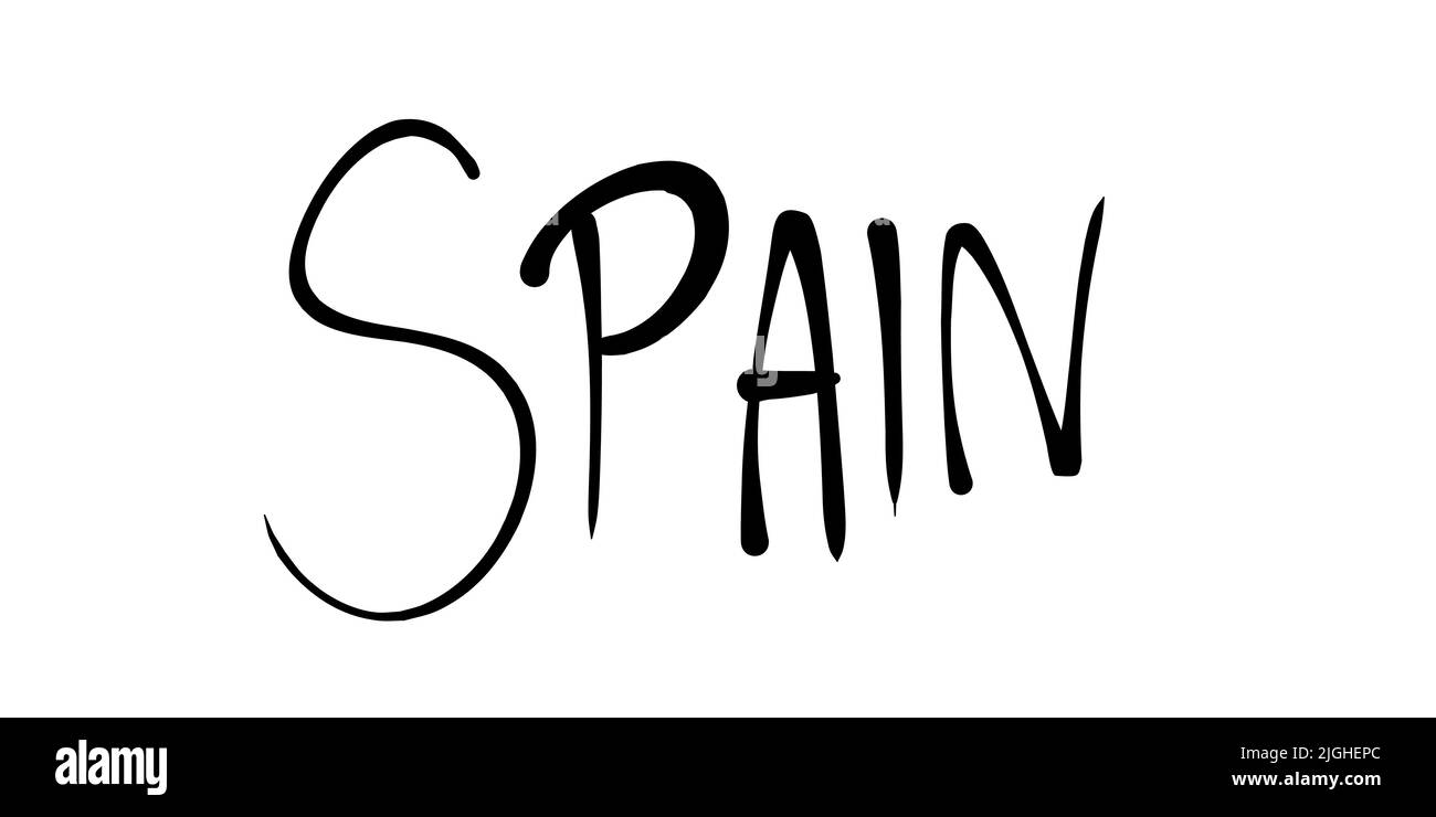 Spain country name handwriting. Handwritten word text sign Stock Vector ...