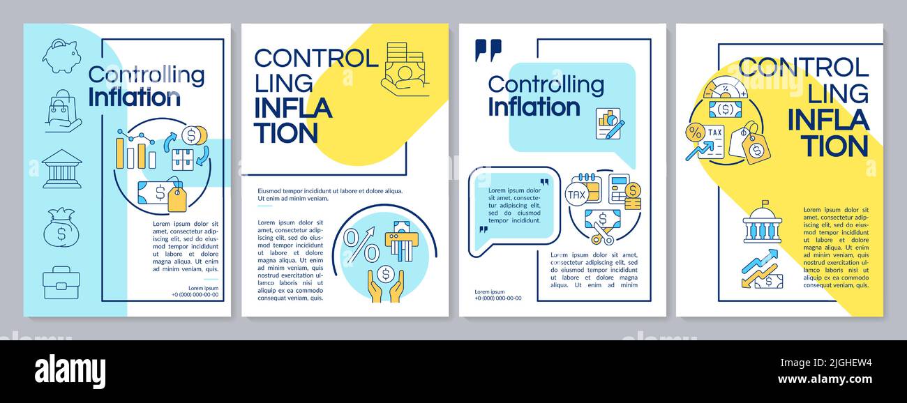 Controlling inflation blue and yellow brochure template Stock Vector ...