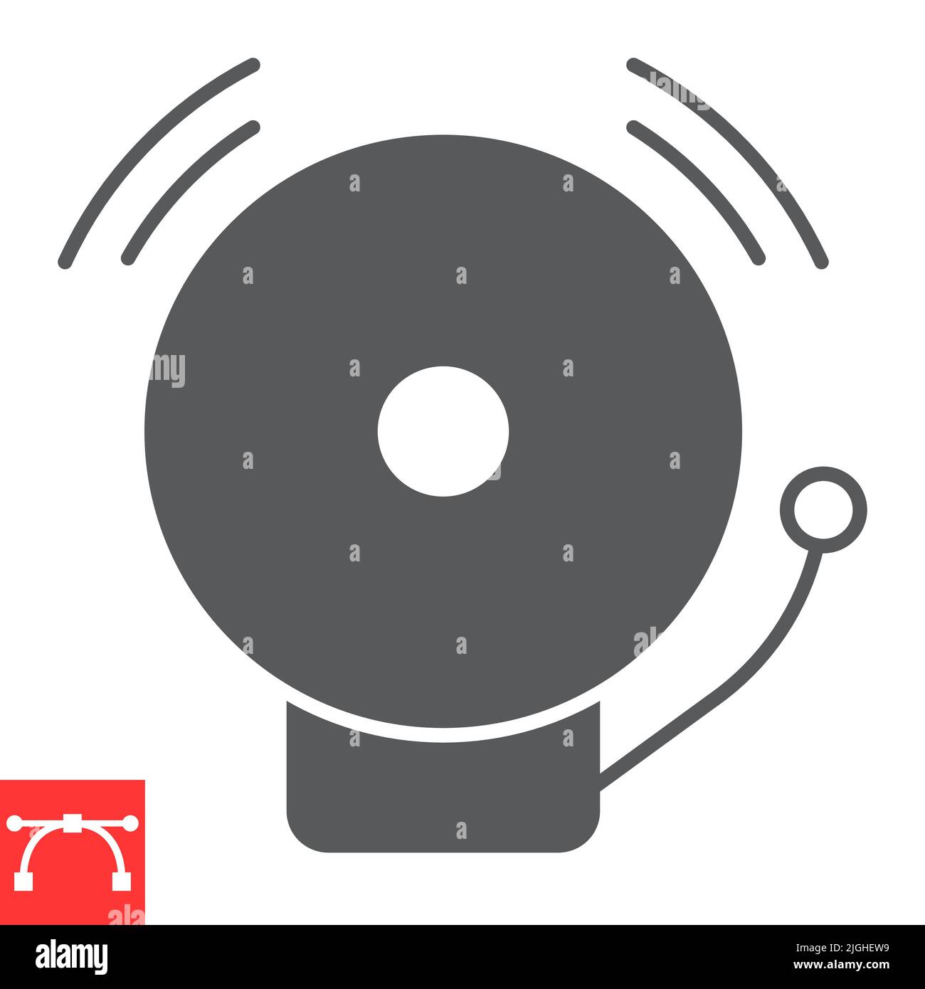 School bell glyph icon, school and warning, alarm bell vector icon ...