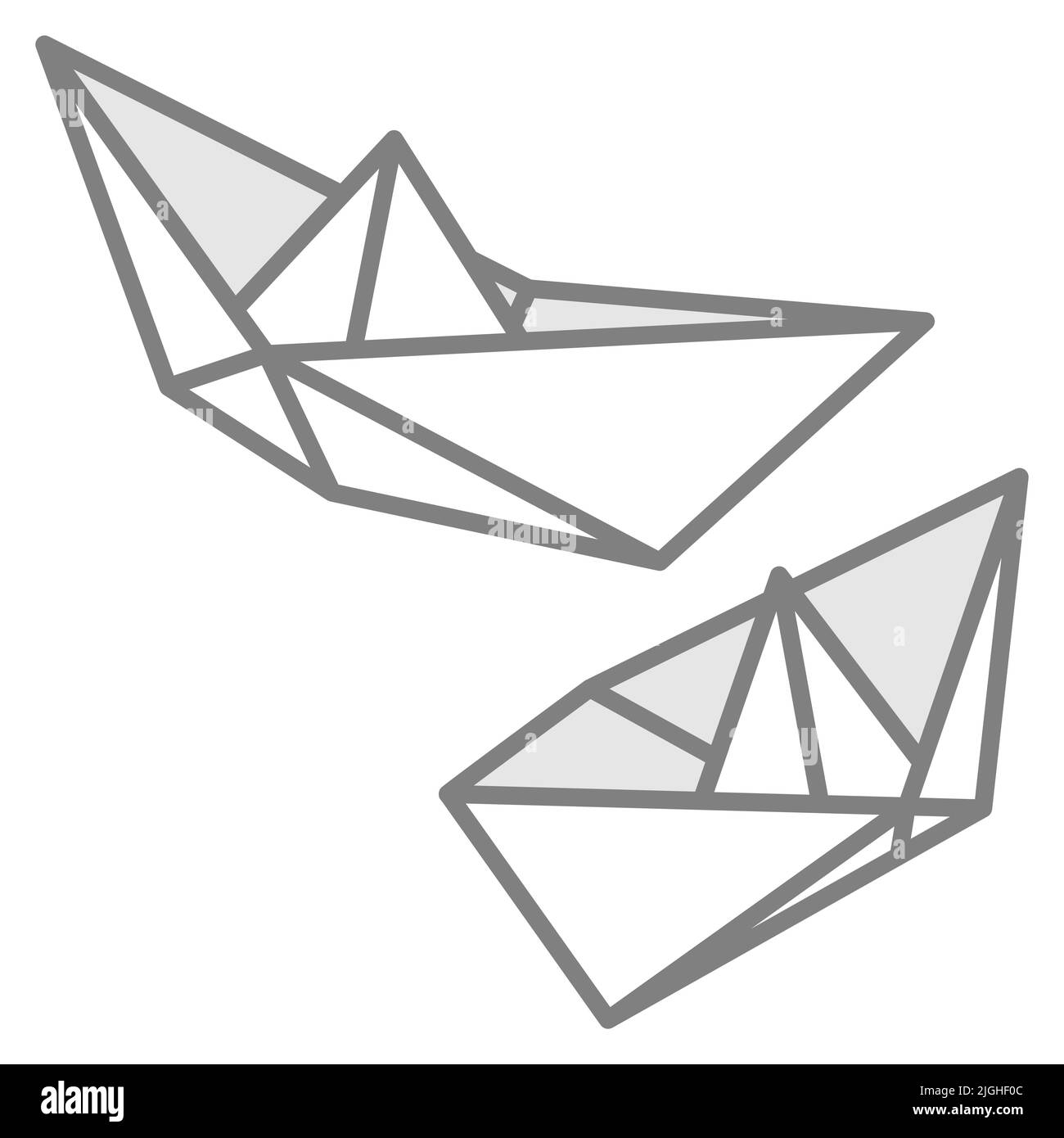Set of vector illustrations of paper boat icons. Outline simple craft ...