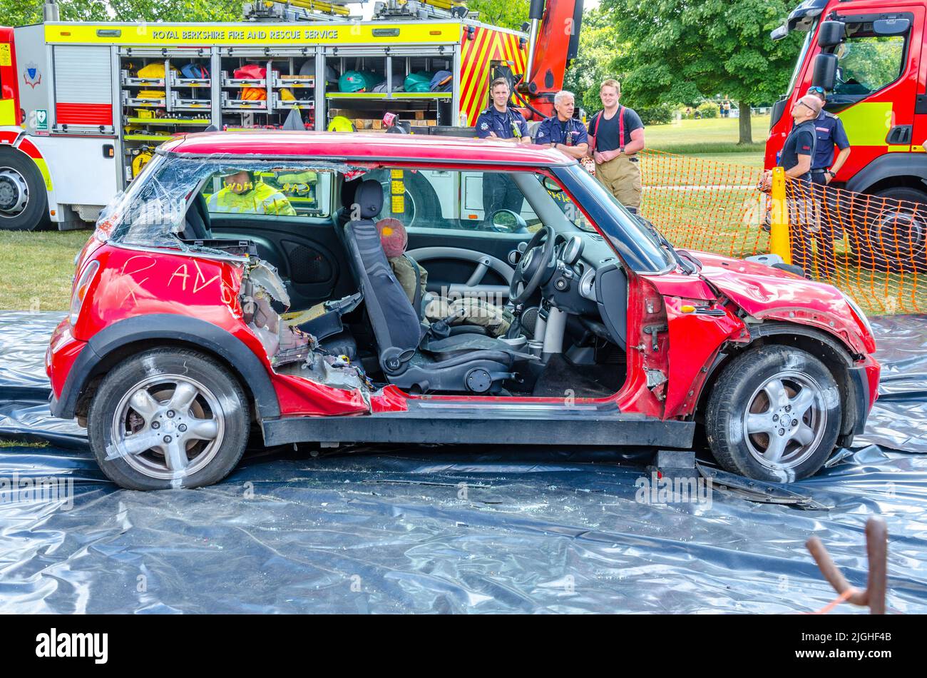 A demonstration by the fire department at The Berkshire Motor Show ...