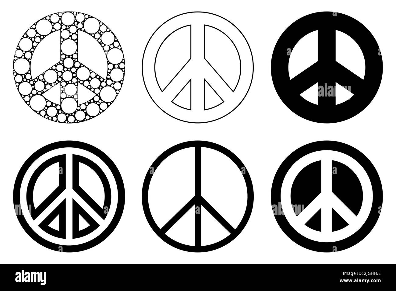 Illustration of different peace signs isolated on white Stock Photo - Alamy