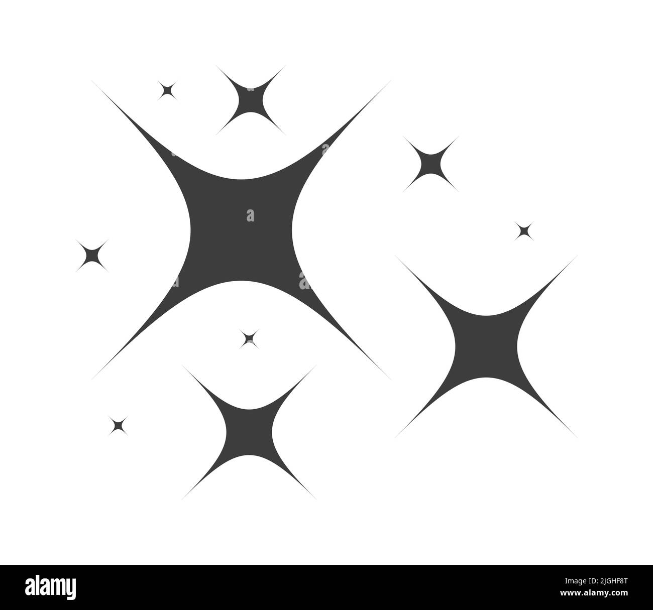 Sparkle icon set. Shiny cartoon stars. Glowing light effect stars and bursts collection Stock ...