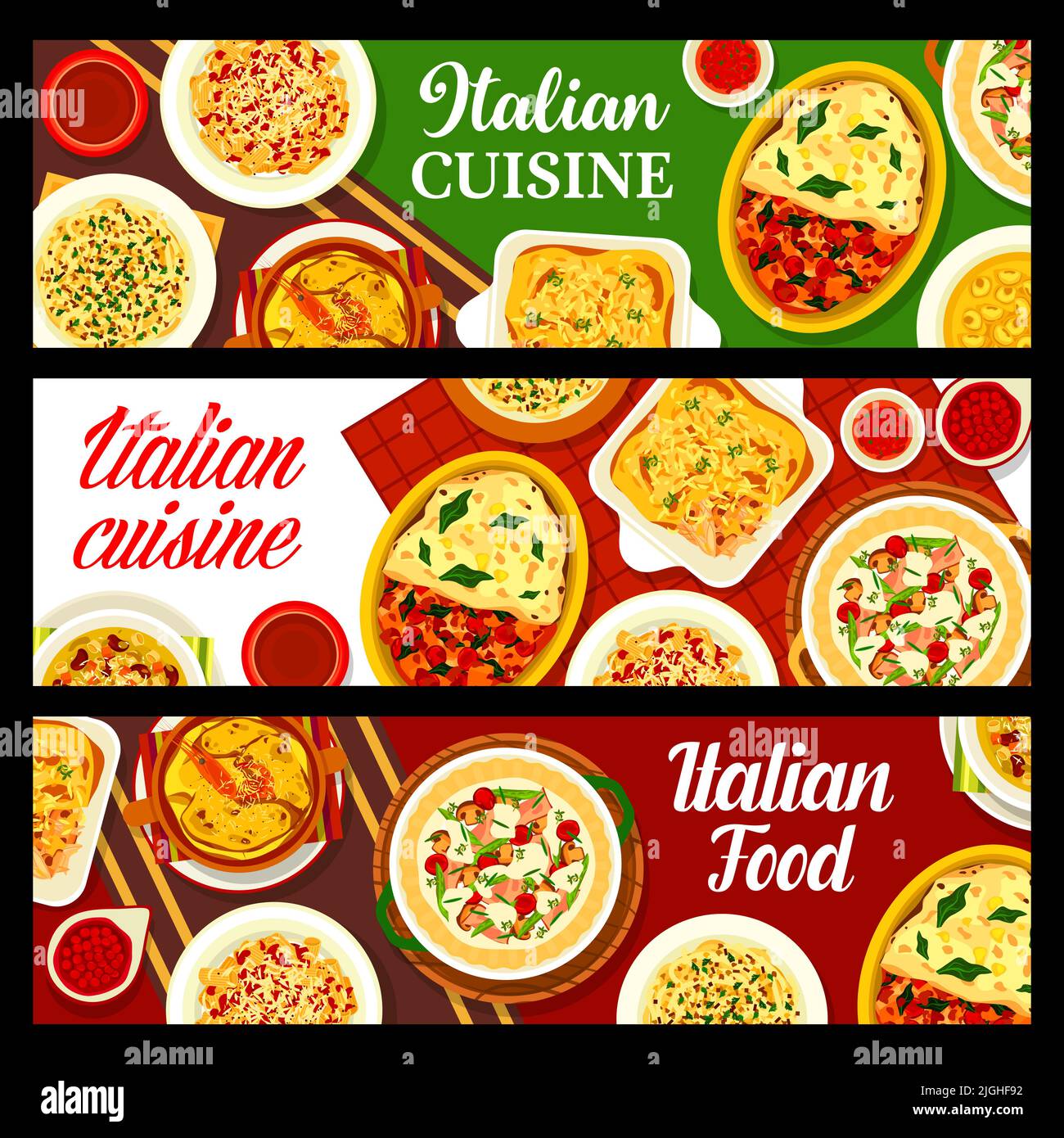 Italian food, Italy cuisine restaurant pasta dishes and meals, vector ...