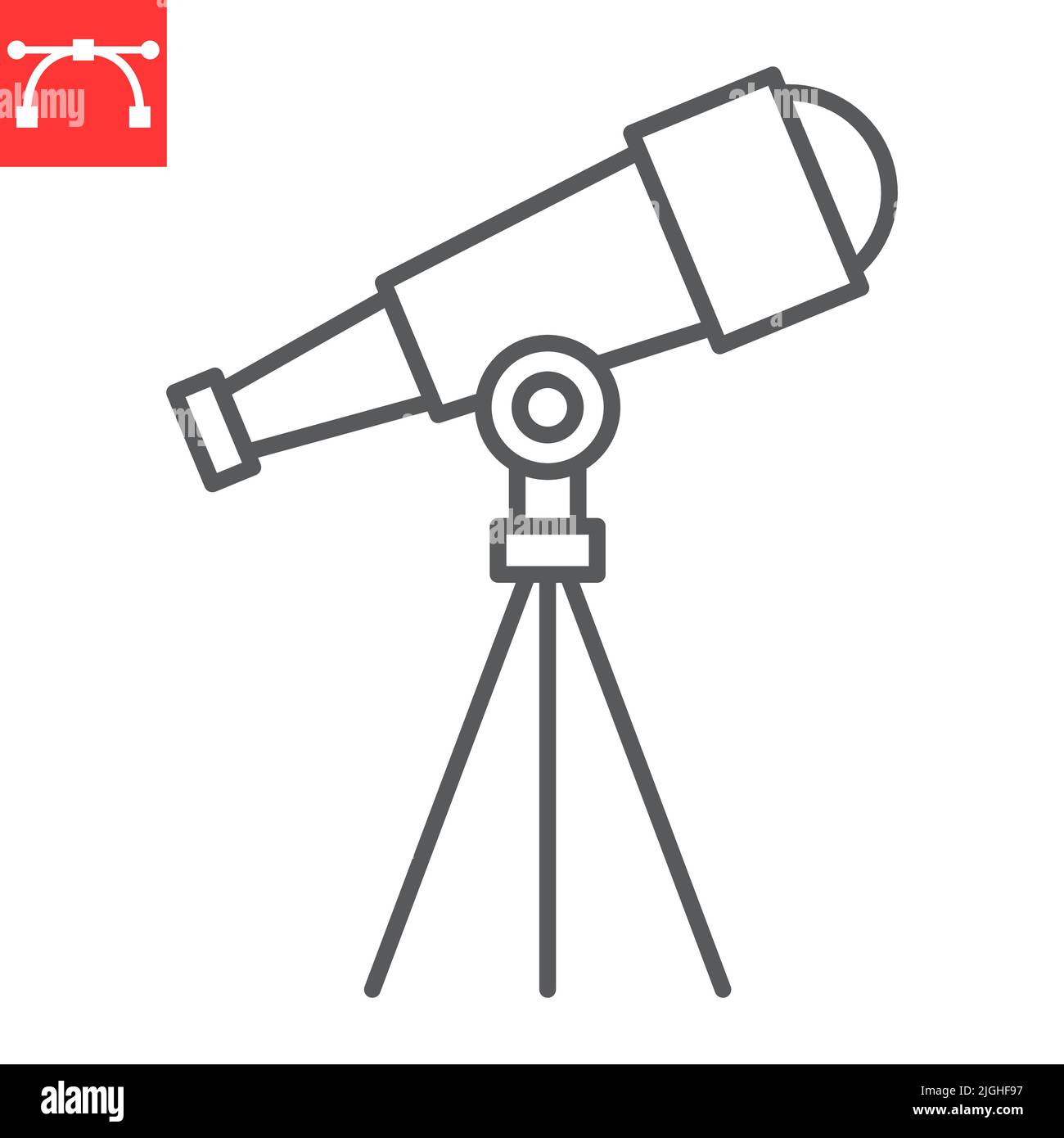 Telescope line icon, astronomy and science, telescope vector icon ...