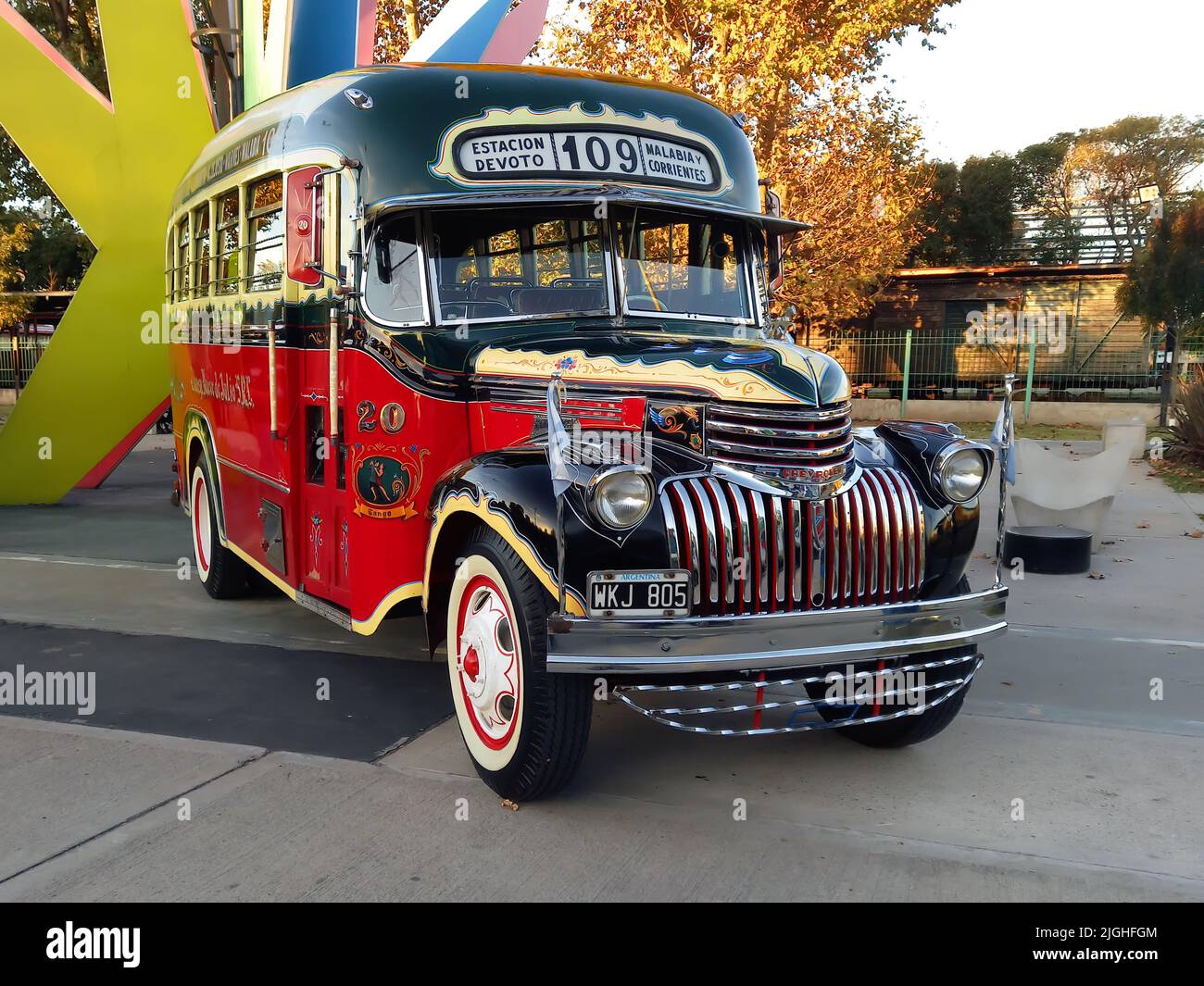 old Chevrolet 1946 bus for public passenger transport in Buenos Aires ...