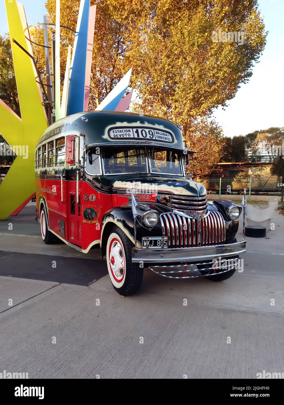 old Chevrolet 1946 bus for public passenger transport in Buenos Aires ...