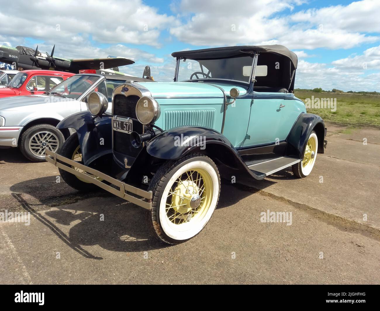 Moron, Argentina - Mar 26, 2022 - Old aqua Ford Model A coupe Tudor ...