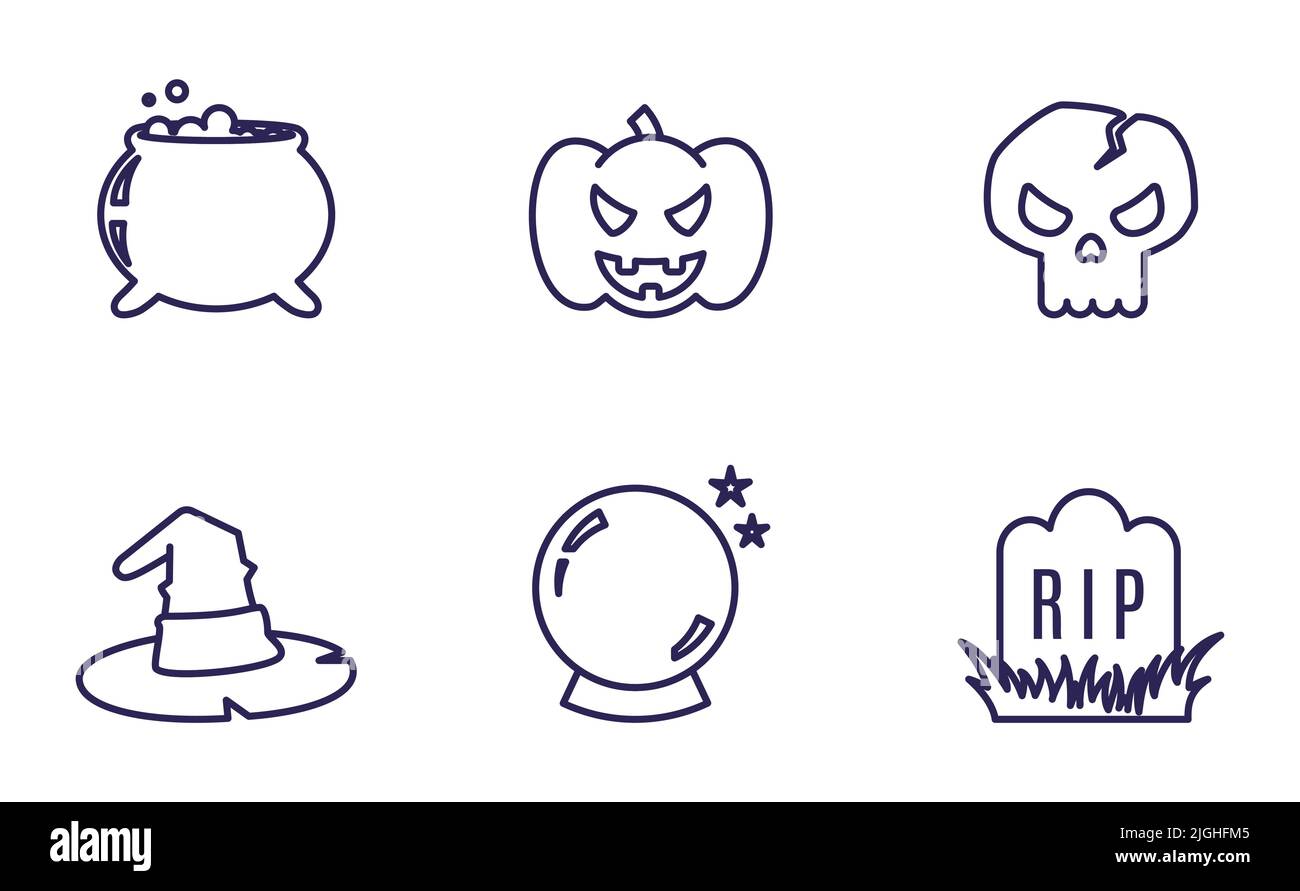 Halloween icons. Scary illustration. Vector nightmare set Stock Vector ...