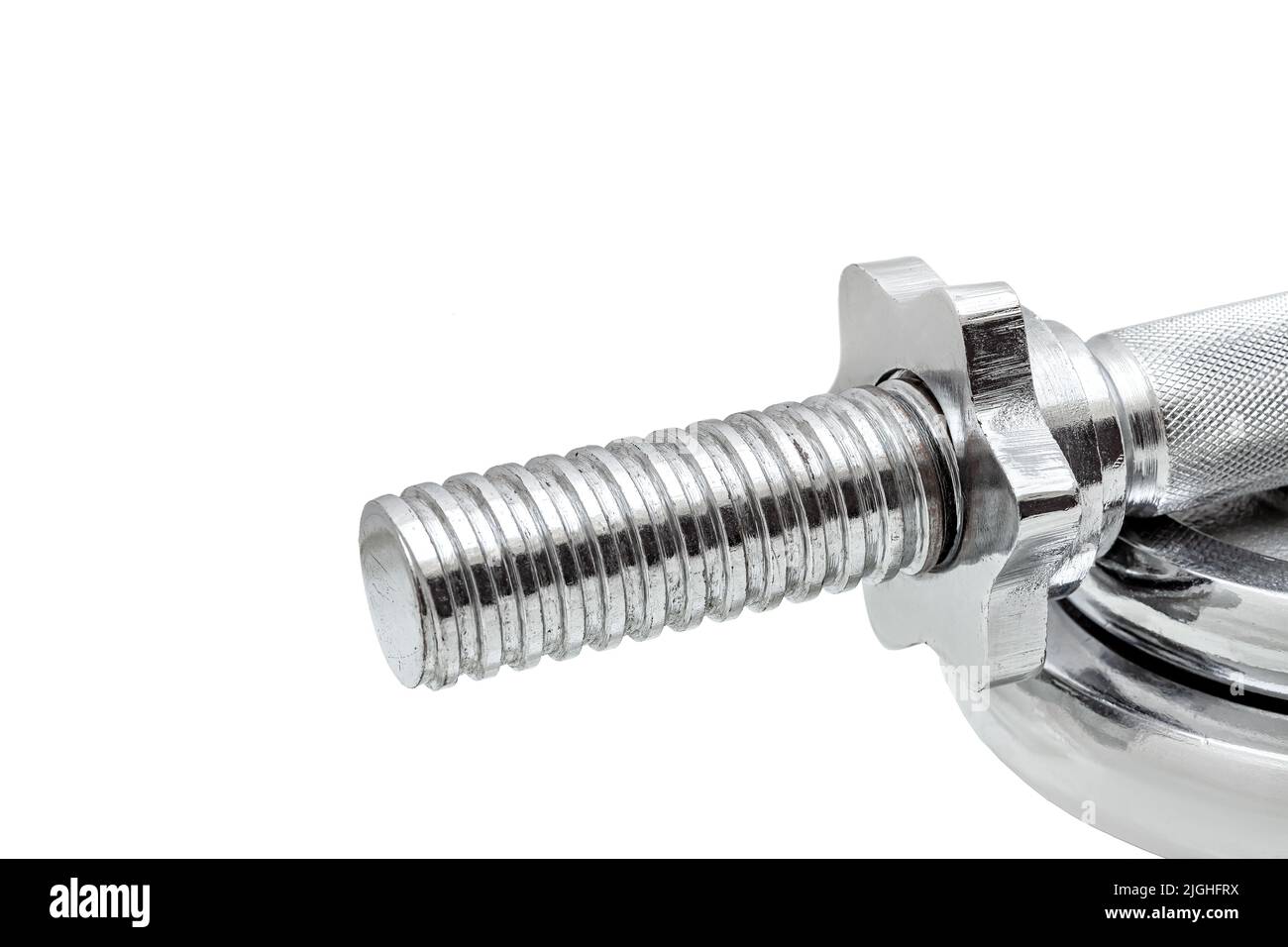 close-up thread with screw for fastening discs of additional weight ...