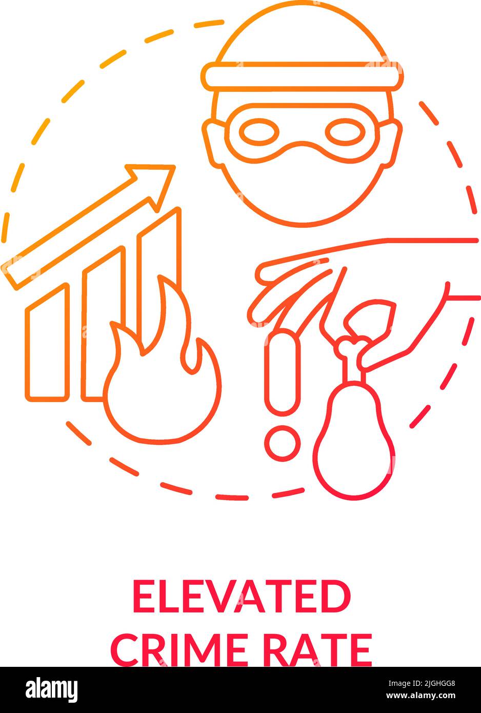 Elevated crime rate red gradient concept icon Stock Vector Image & Art ...