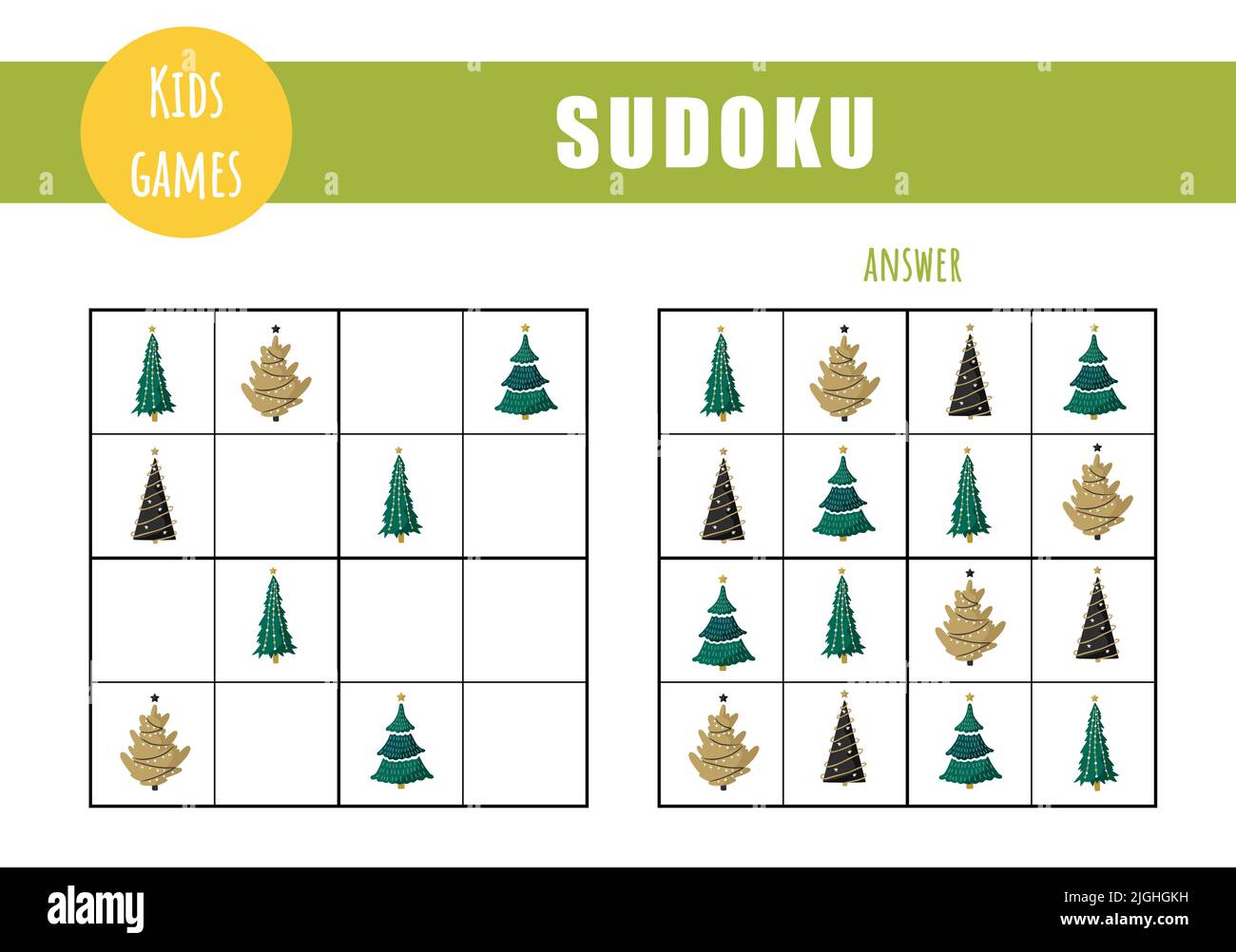 Sudoku for kids. Children activity sheet. Puzzle game with christmas ...