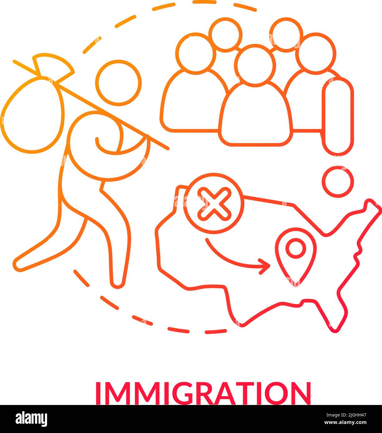 Immigration red gradient concept icon Stock Vector Image & Art - Alamy