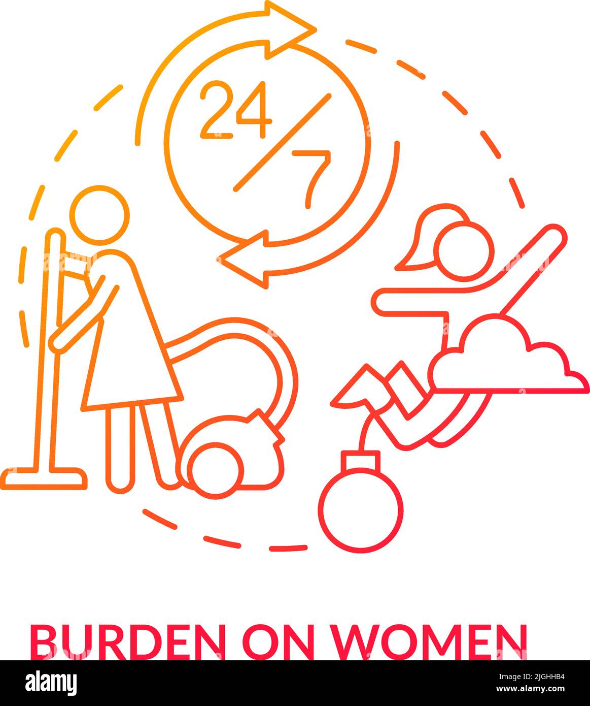 Burden on women red gradient concept icon Stock Vector Image & Art - Alamy