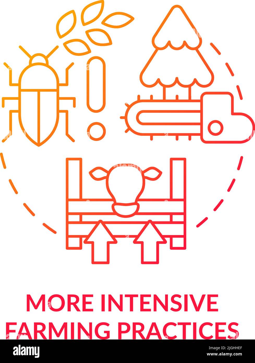 More intensive farming practices red gradient concept icon Stock Vector ...