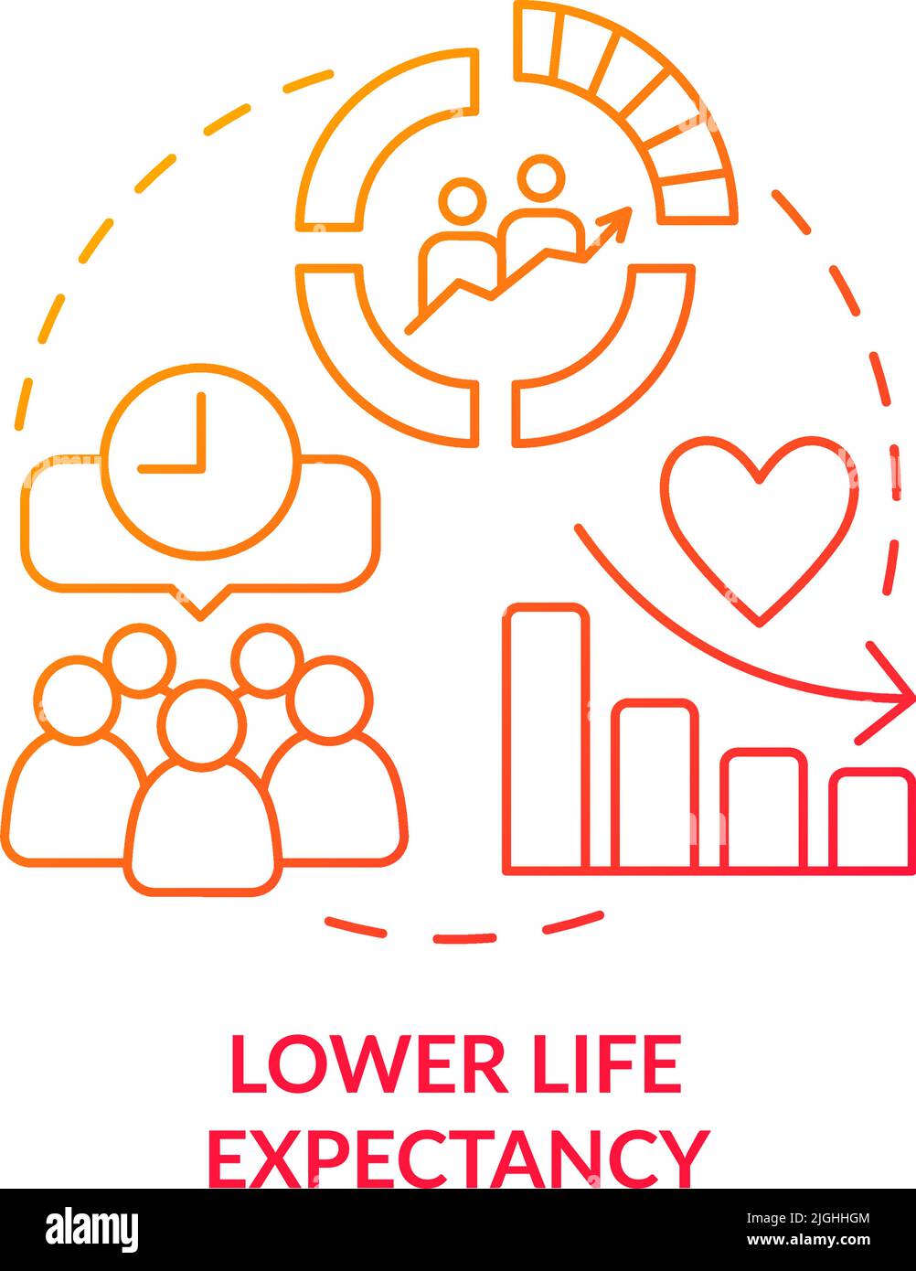 Lower life expectancy red gradient concept icon Stock Vector Image ...