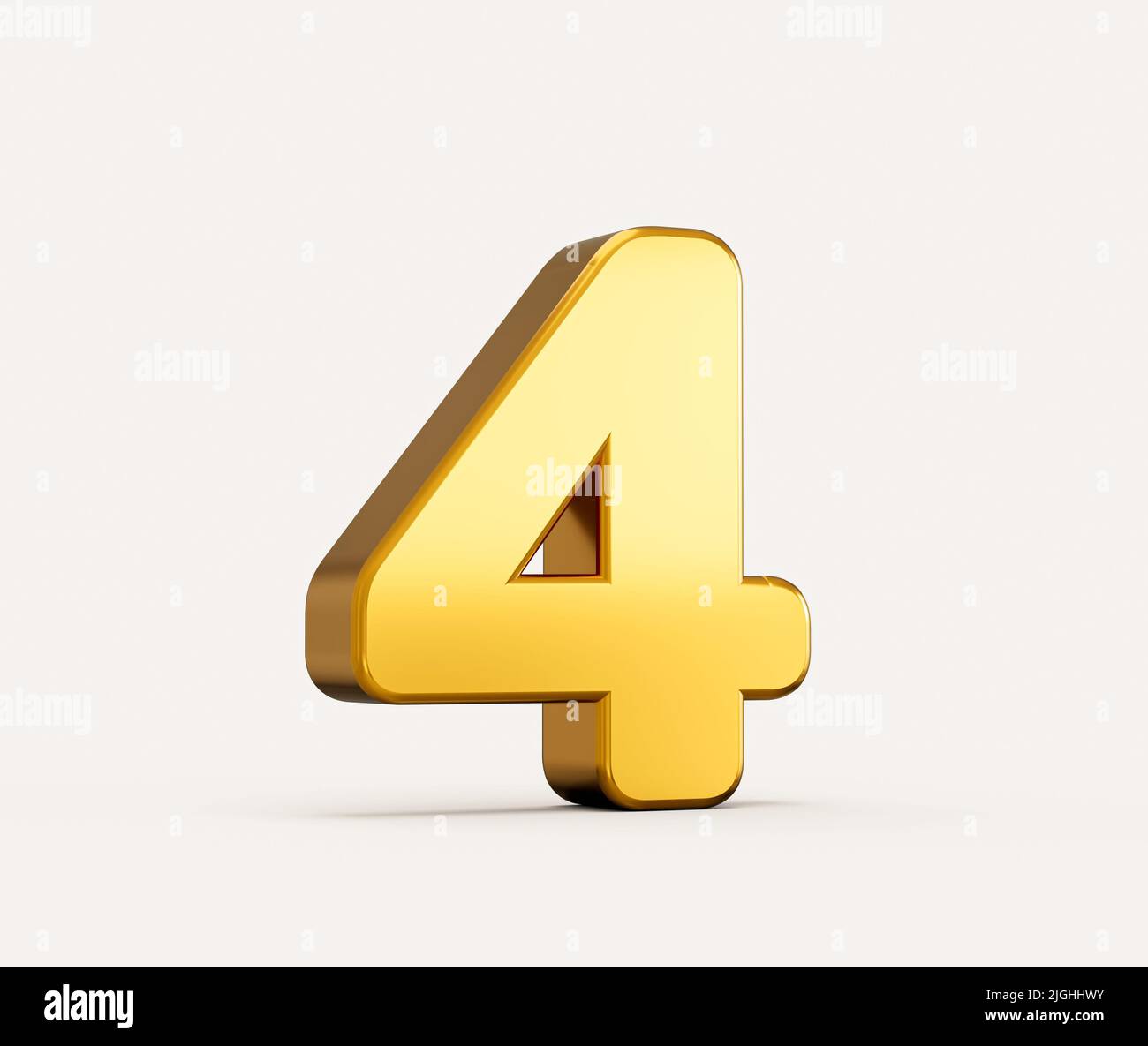 3d illustration of golden number 4 or four isolated on beige background ...