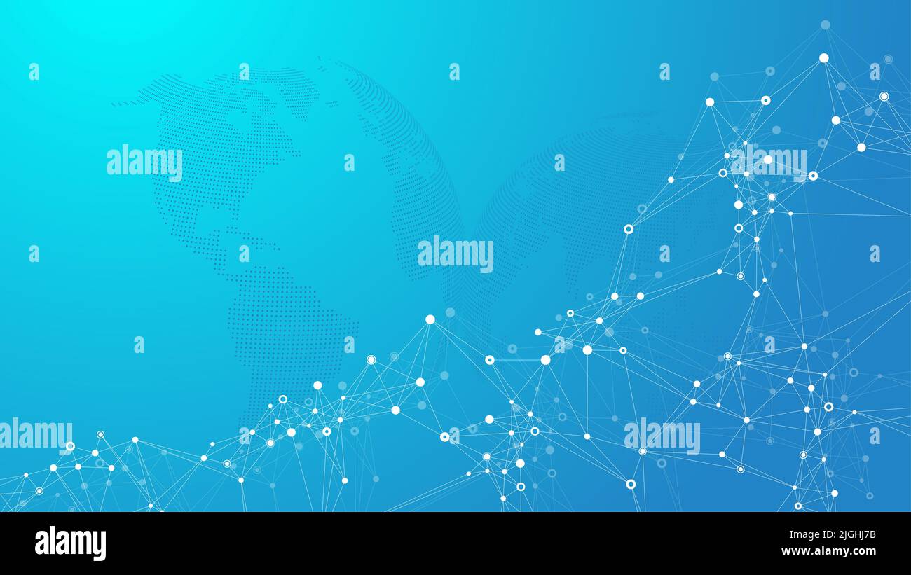 World Map Point With Global Technology Networking Concept Digital Data