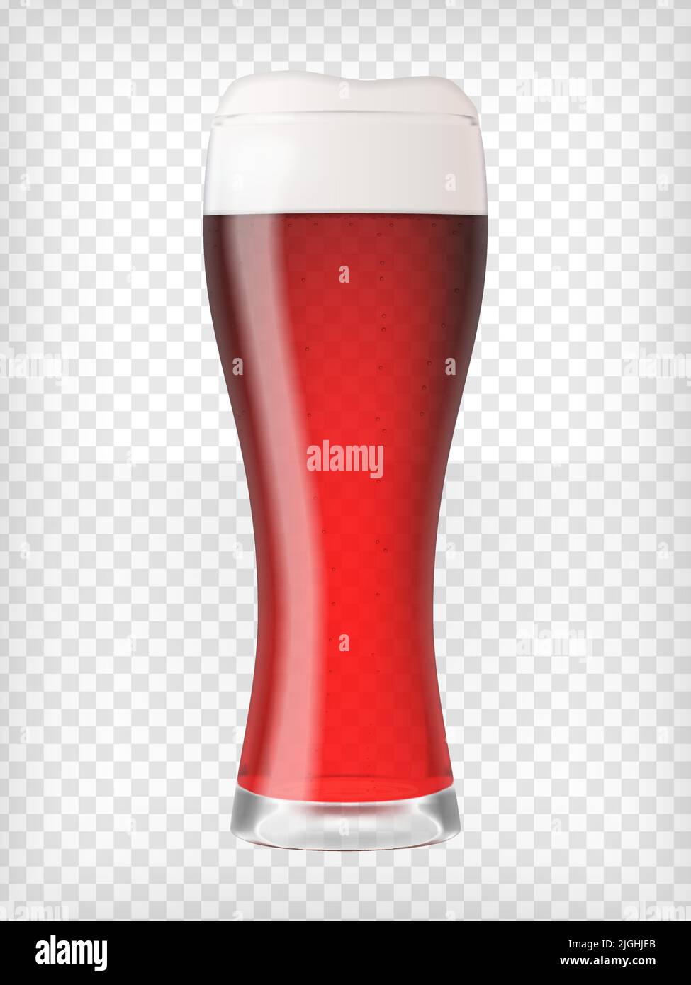 Realistic beer glass. Mug with red beer and bubbles. Graphic design ...