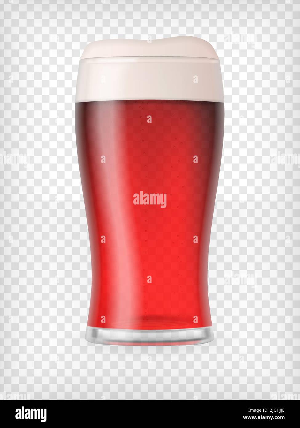 Realistic beer glass. Mug with red beer and bubbles. Graphic design ...