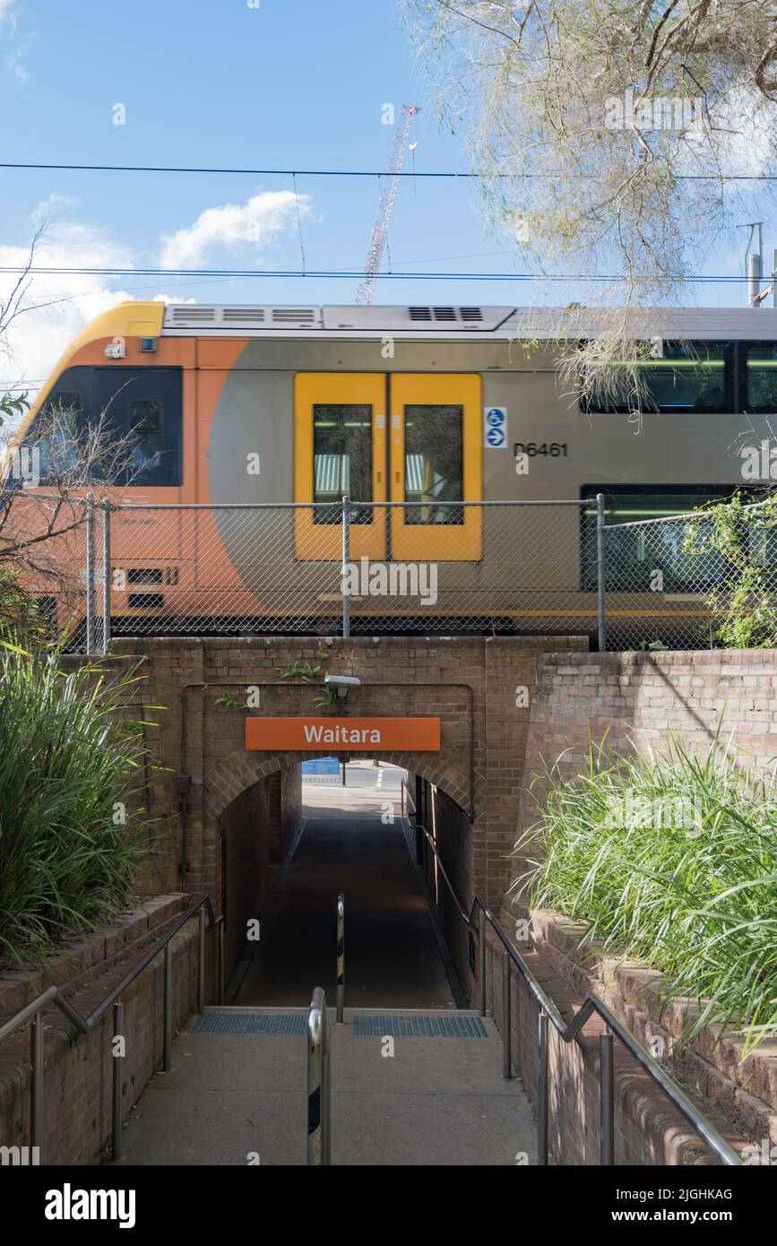 A Waratah series train travels over the heritage listed, brick arched ...