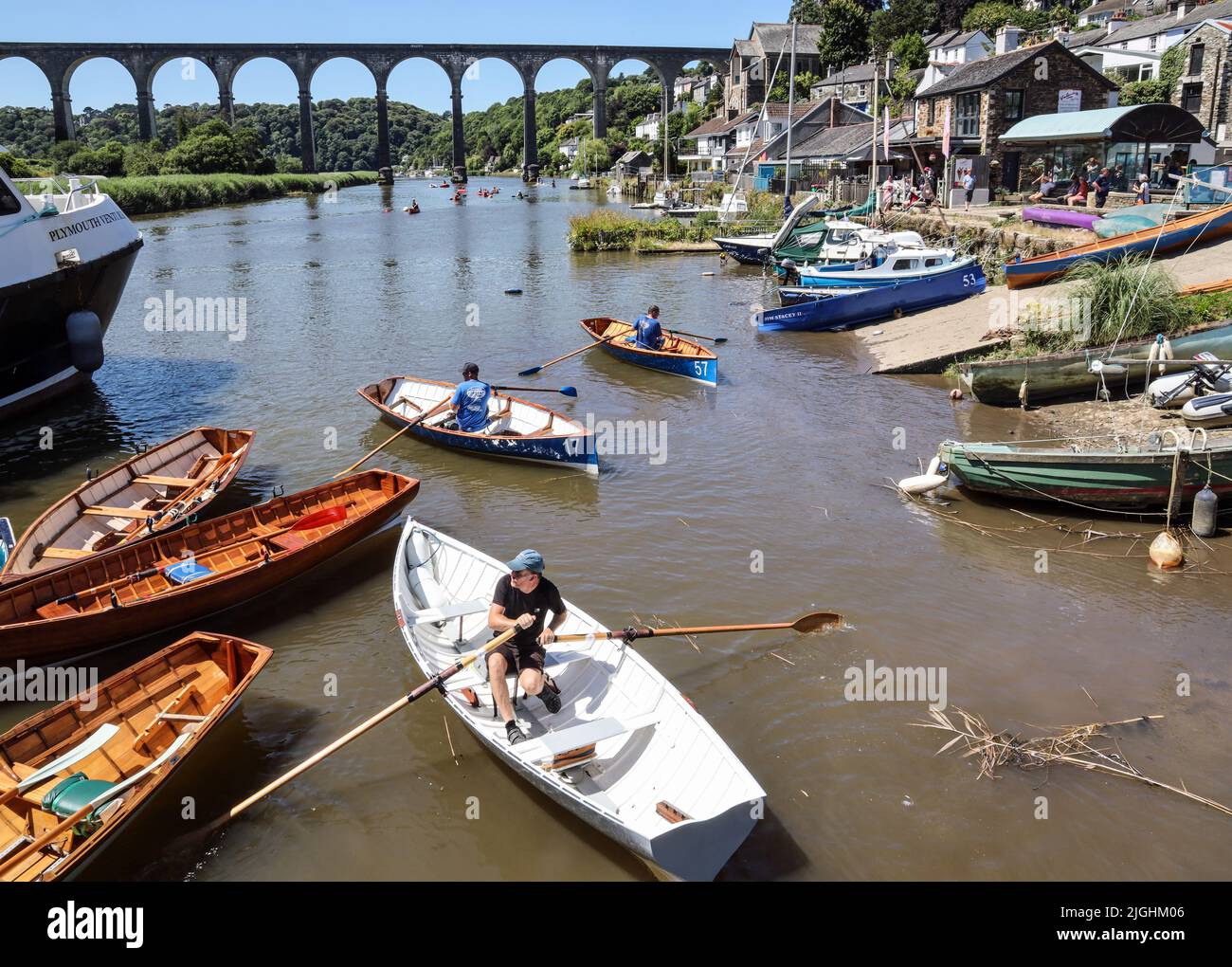 Regatta Day on the Quayside at Calstock, on the Cornish banks of the ...