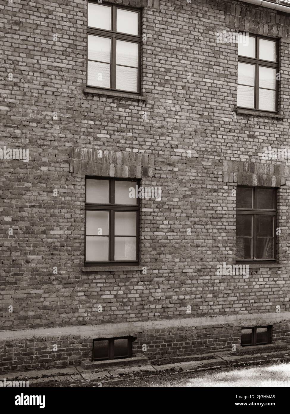 Oświęcim, Poland - June, 2019: Block of houses in concentration camp in ...