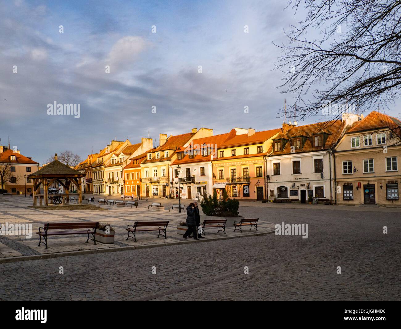 Sandomierz, Poland - February 17, 2020: View of the market square with ...