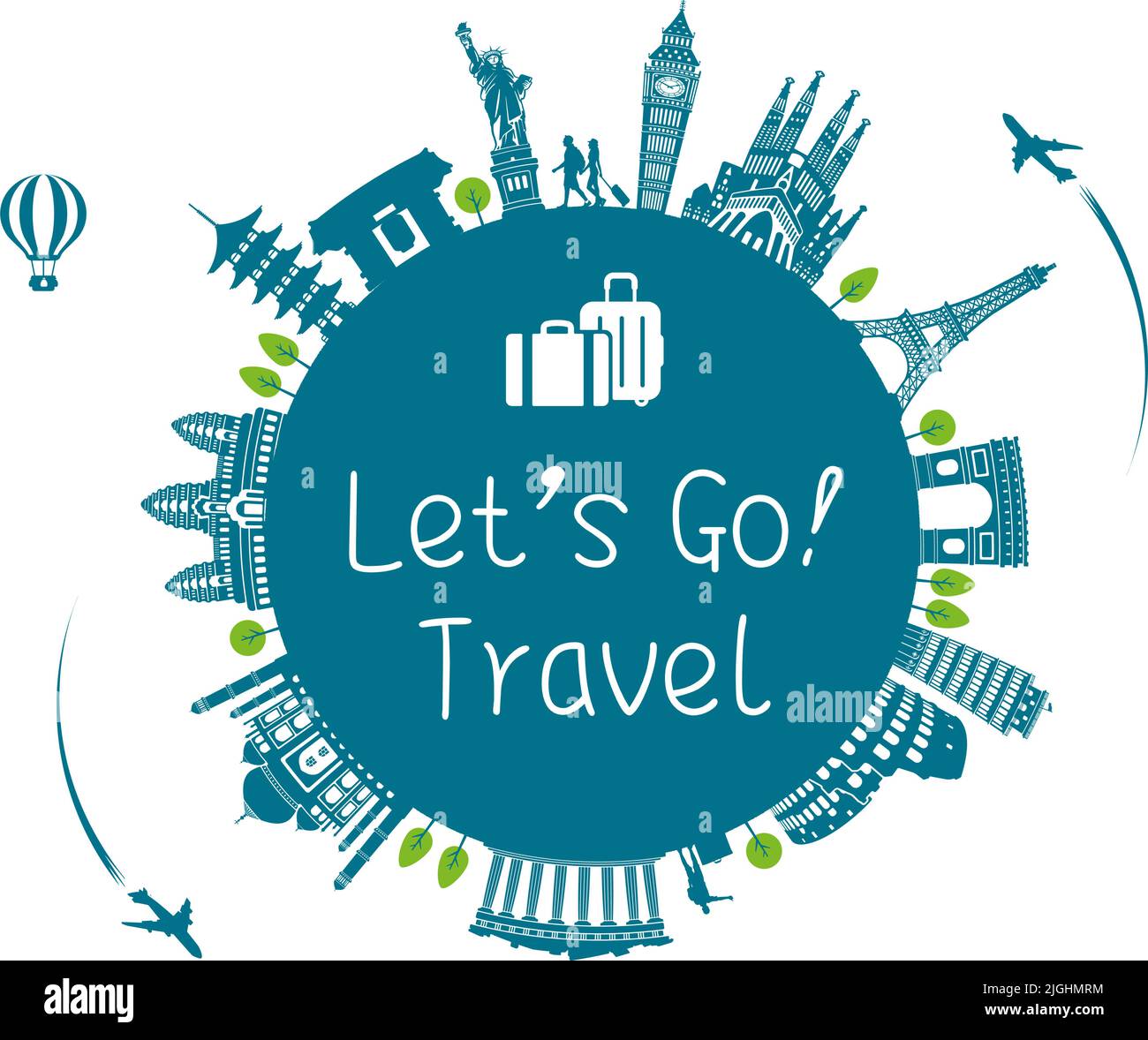 Let's go travel (vacation , travel motif ) vector illustration Stock ...