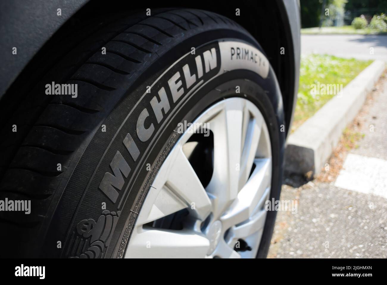 Strasbourg, France - May 8, 2022: Michelin tyre company logotype on a ...