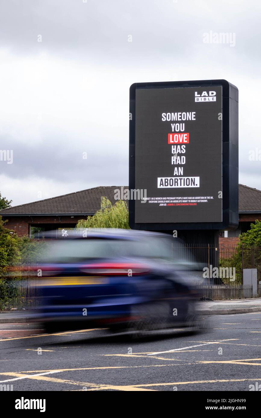 EDITORIAL USE ONLY A billboard in Manchester protesting the Roe v. Wade ...