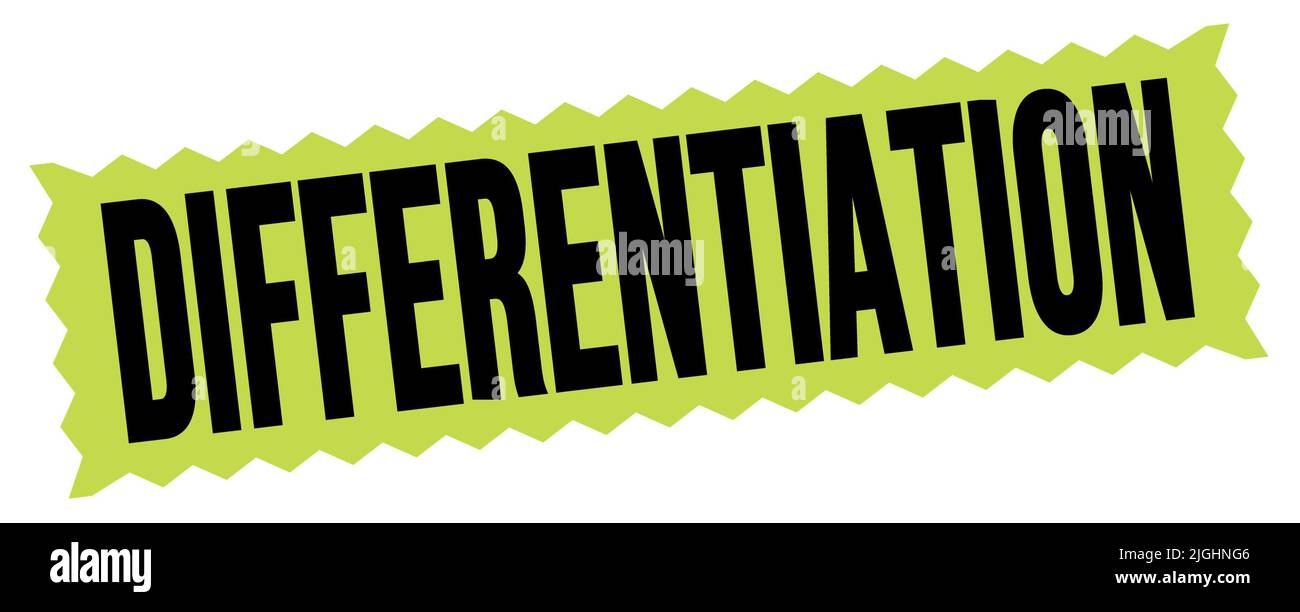 DIFFERENTIATION text written on green-black zig-zag stamp sign Stock ...