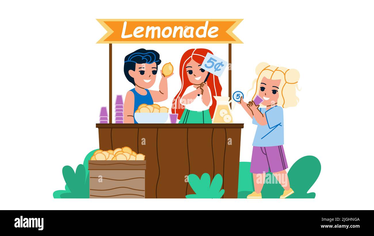 Children Selling Lemonade Drink Outdoor Vector Stock Vector Image & Art ...