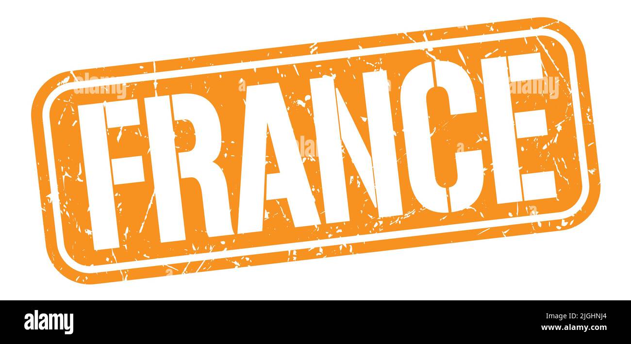 FRANCE text written on orange grungy stamp sign Stock Photo - Alamy