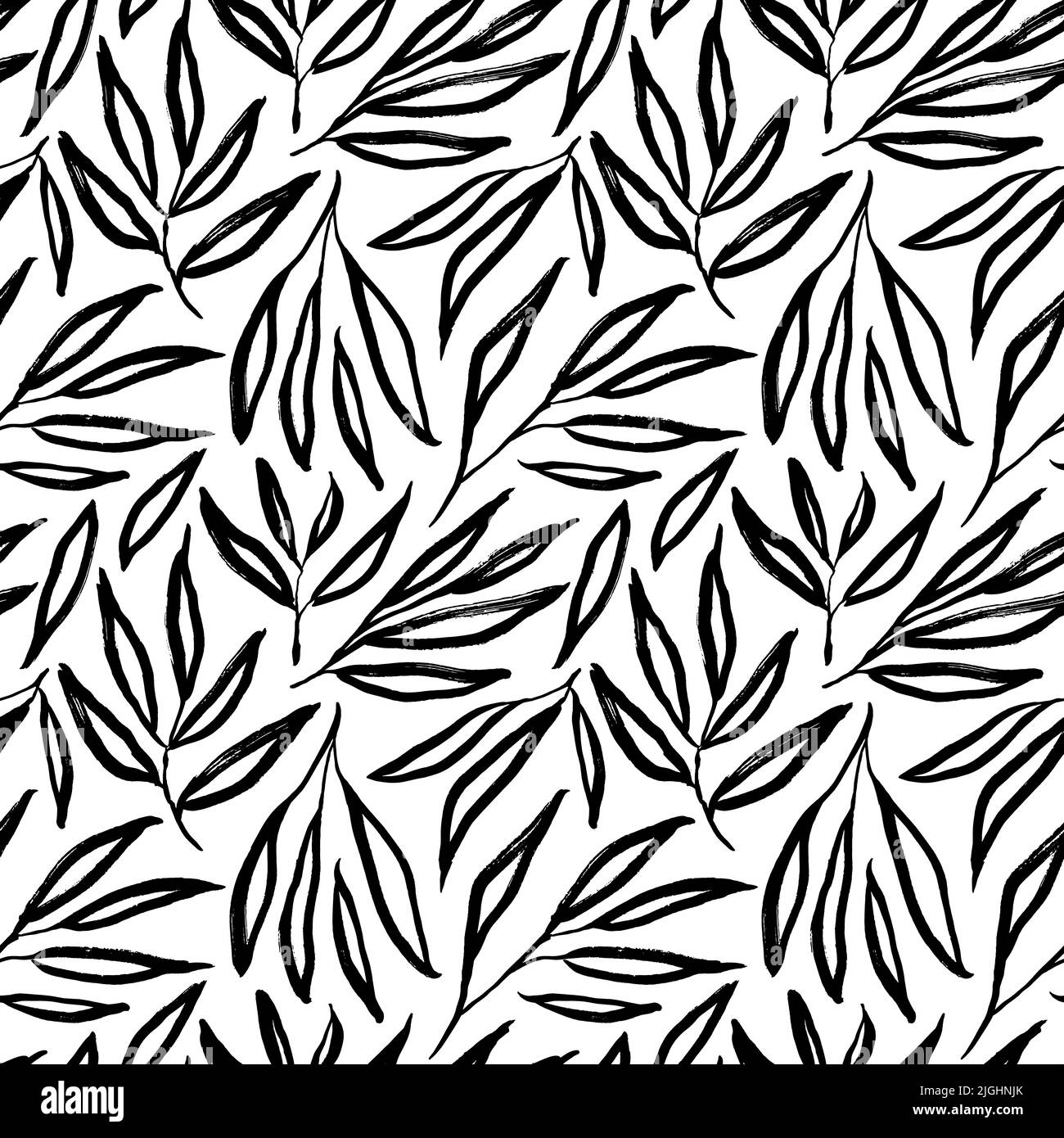 Leaves hand drawn pattern Black and White Stock Photos & Images - Alamy