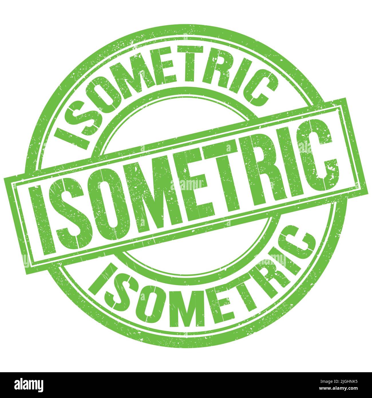 ISOMETRIC text written word on green round stamp sign Stock Photo - Alamy