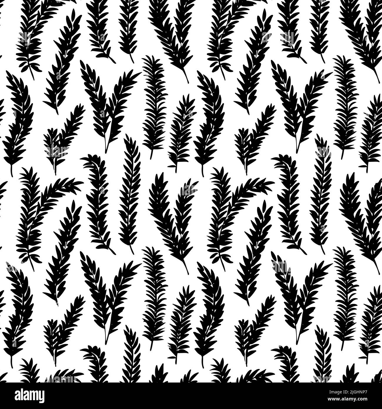 Black branches with small leaves seamless pattern Stock Vector Image ...