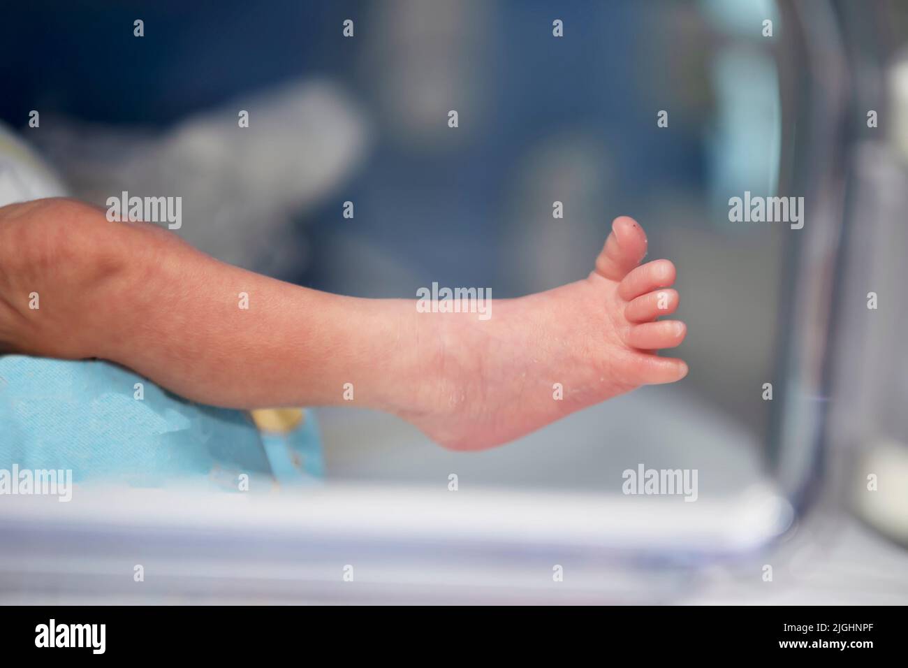 Little foot of a newborn baby. Neonatal medicine Stock Photo - Alamy