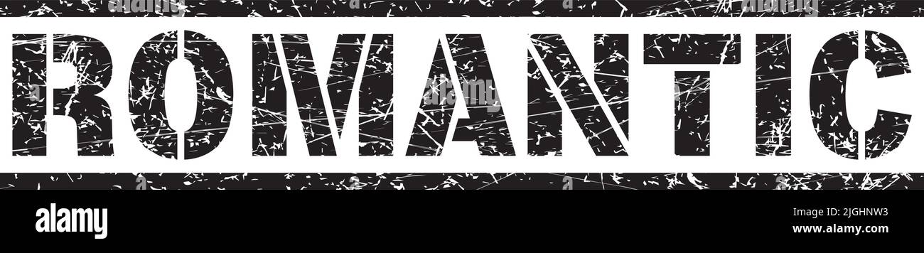 The word "Romantic" printed with a black ink stamp Stock Vector Image ...